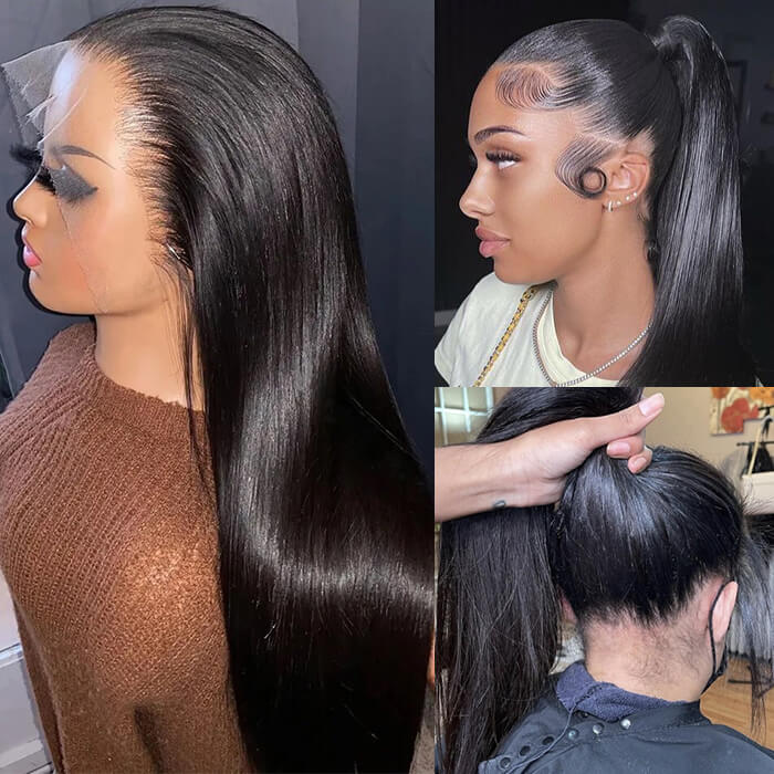 360 Glueless Lace Frontal Human Hair Wigs With Invisible Strap ...