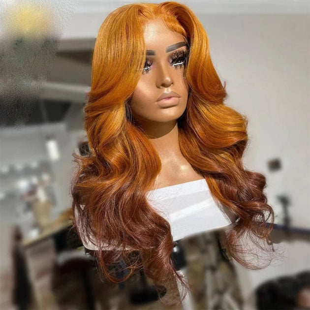 Ombre Ginger Brown Color Lace Front Wigs 13x6 Full HD Lace Frontal Wig ...