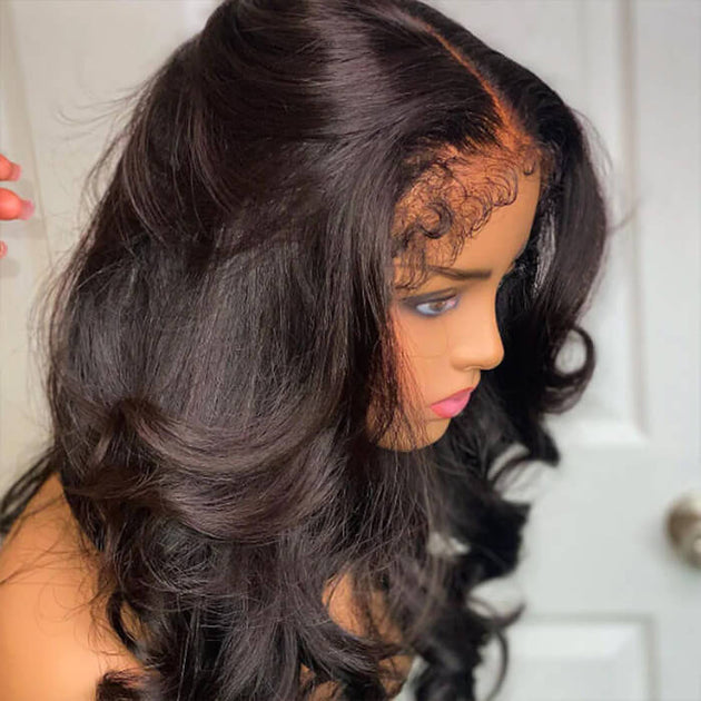 Natural 4C Edges Curly Baby Hair 13X4 HD Lace Front Human Hair Wigs Bo ...