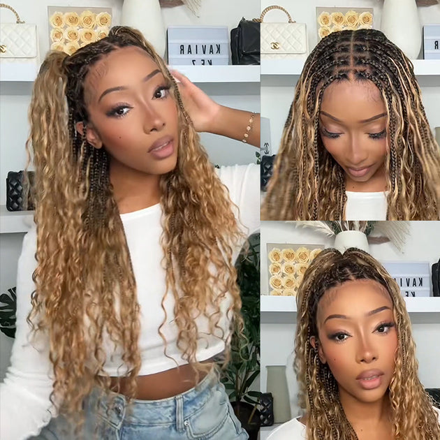 Boho Braided Wigs for Black Women Pull Go Drawstring 13x6 HD Lace Fron ...