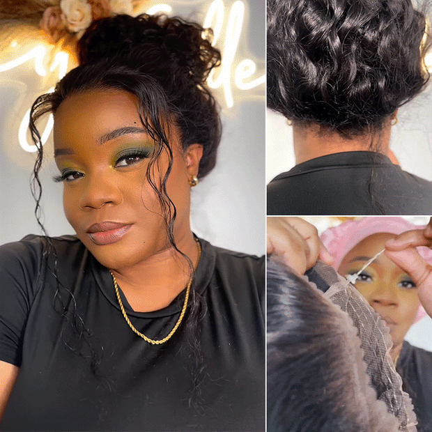 Water Wave Invisi-Pull String Snug Fit 360 HD Lace Frontal Glueless Wi ...