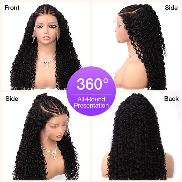 Curly Pre Braided Lace Front Wig 13x6 Full Lace Pre Bleached & Pre Plu ...