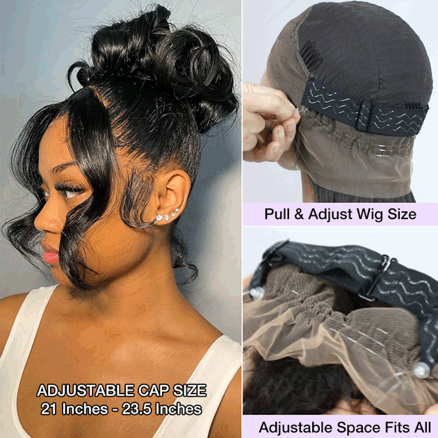 Body Wave Invisi-String Snug Fit 360 HD Lace Frontal Glueless Wig With ...