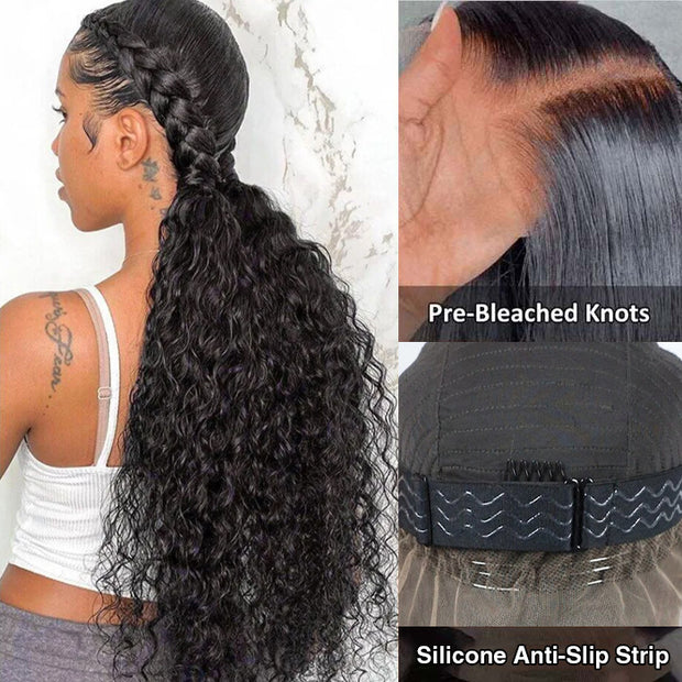 Water Wave Invisi-String Snug Fit 360 Skin HD Lace Frontal Wig Glueles ...