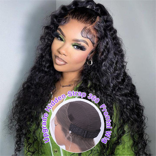 Water Wave Invisi-Pull String Snug Fit 360 HD Lace Frontal Glueless Wi ...