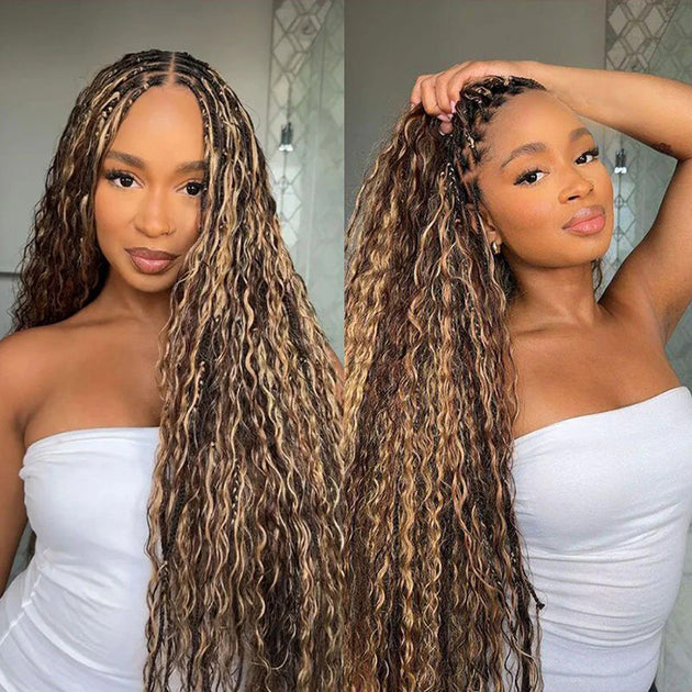Boho Braided Wigs| Boho Knotless Braid Wig Human Hair – Hermosa Hair
