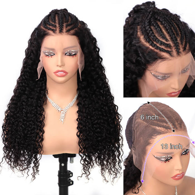 Curly Pre Braided Lace Front Wig 13x6 Full Lace Pre Bleached & Pre Plu ...