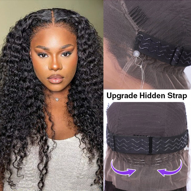 4C Curly Edges Hidden-Strap Snug Fit 360 Curly Lace Front Human Hair W ...
