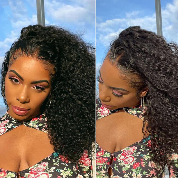 4C Curly Edges Invisi-String Snug Fit 360 Curly Lace Front Human Hair ...
