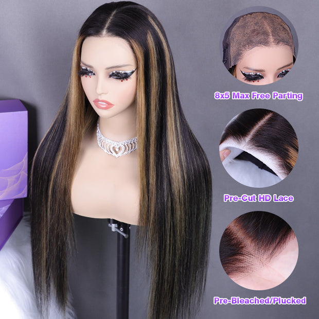 Blonde Highlight HD Lace Closure Wigs #P1B/27 Color Glueless Ready & G ...