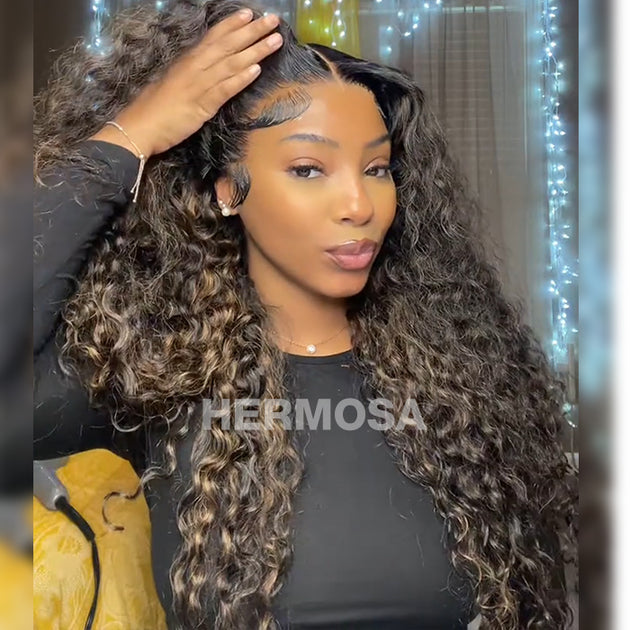 Blonde Highlight Deep Wave Virgin Human Hair 13x4 13x6 Hd Lace Front W