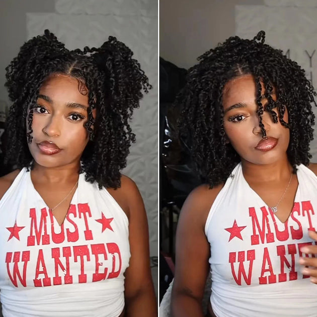 Micro Twist Wig Kinky Curly Human Hair Skin Melt HD Lace Wig Pre Cut L ...