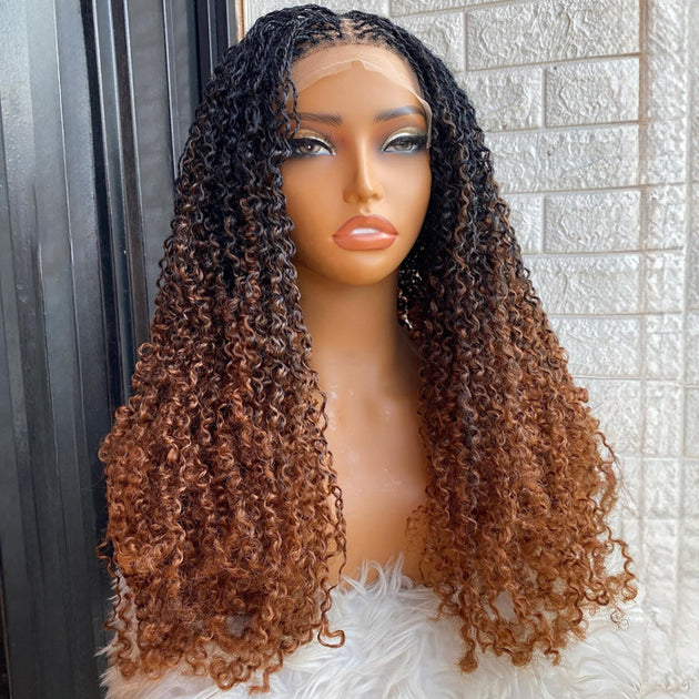Ombre Micro Twist Wig Kinky Curly Human Hair Skin Melt HD Lace Wig Pre ...