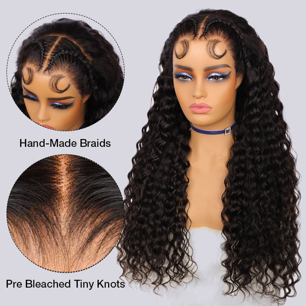Pre Braid with Pre Baby Hair Deep Wave 13x6 Transparent HD Lace Fronta ...