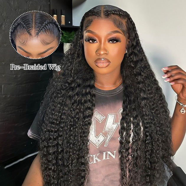 Pre Braid with Pre Baby Hair Deep Wave 13x6 Transparent HD Lace Fronta ...