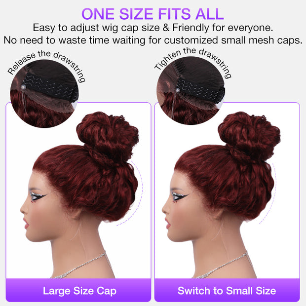 #33 Reddish Brown Water Wave Invisi-Pull String Snug Fit 360 HD Lace F ...