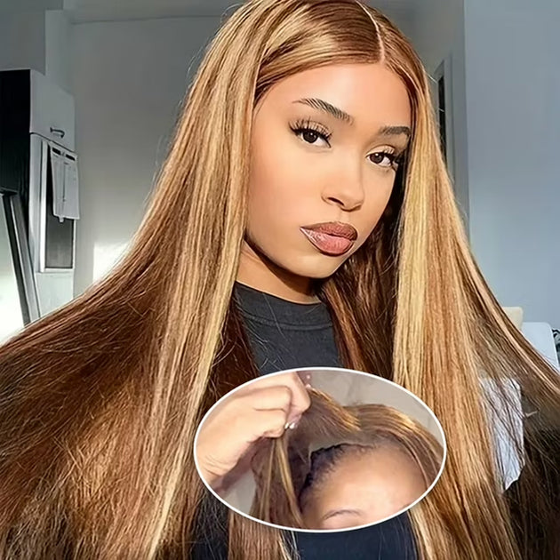 Highlight Put on go® Glueless Wig Pre Cut 4x4 HD Lace Closure Wig Begi ...