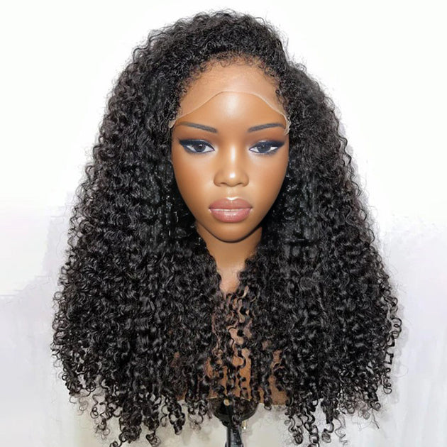 Glueless Pull Go Drawstring Curly Wig with 4C Curly Edge Hairline 13x4 ...
