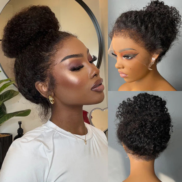 Kinky Edges Glueless 360 Full Lace Frontal Curly Wigs With Invisi-Stri ...