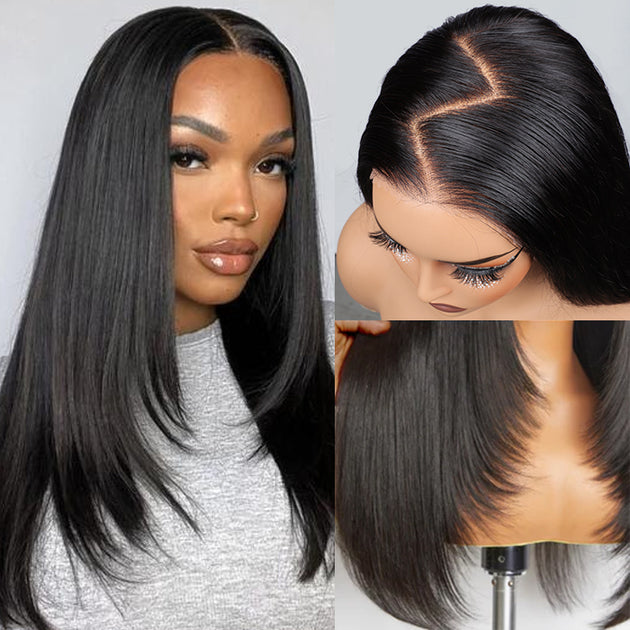 Trendy Layered Cut Straight Wig 13x6 Transparent HD Lace Frontal Wig ...