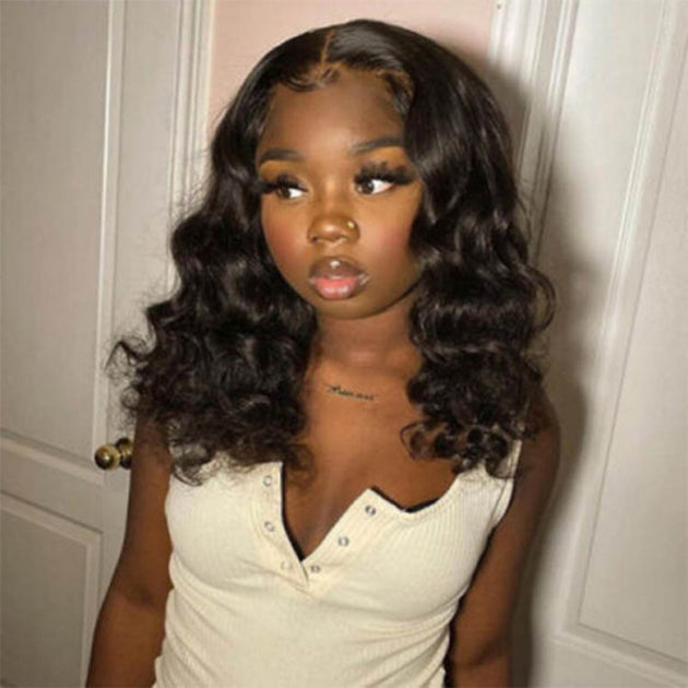 Shoulder Length Human Hair Wigs Loose Deep Wave Bob 13x4 HD Lace Front ...