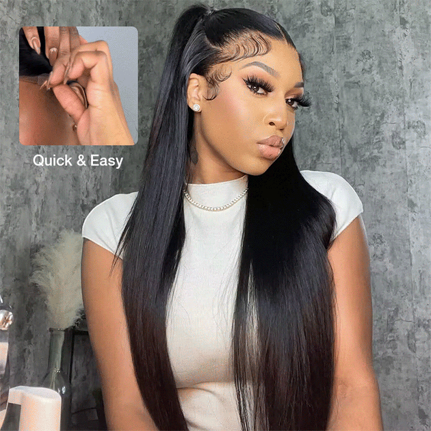 13x4 Pre-Cut Lace Front Straight Wig Real Ear To Ear Pre-Cut & Pre-Plu ...