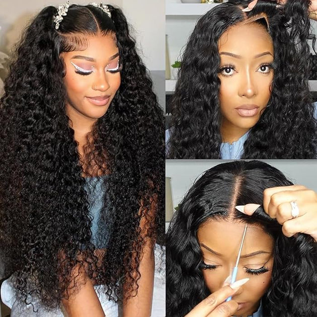 Pre-Knotless Glueless Wig Deep Wave 8x5 Closure HD Lace 100% Human Hai ...