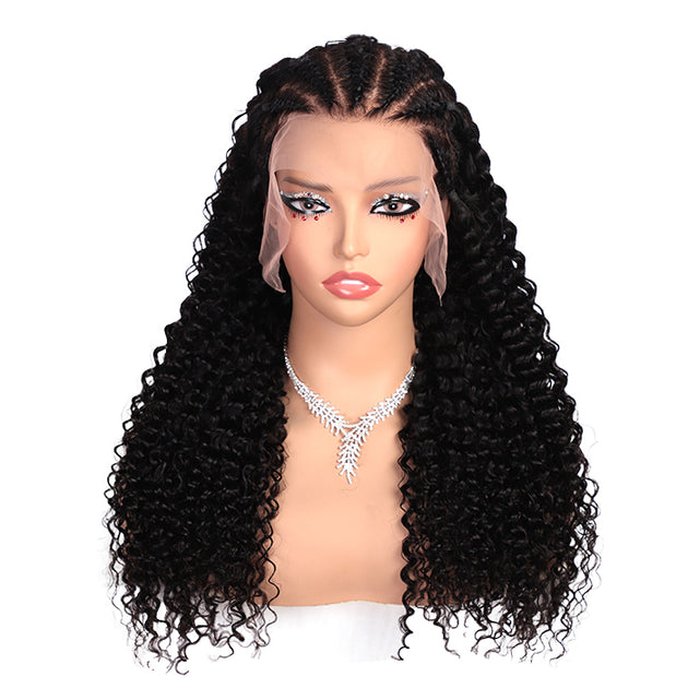 Pre Braided Curly Wig Glueless13x6 Full HD Lace Frontal Wigs With Pre ...