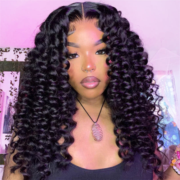 Transparent Lace Wig Small Wand Curl 100% Real Human Hair Lace Front ...