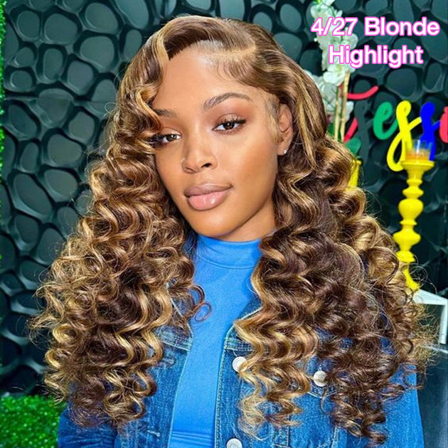 Glueless Wig Bouncy & Voluminous Wand Curls Pre-Cut 8x5 Closure HD Lac ...