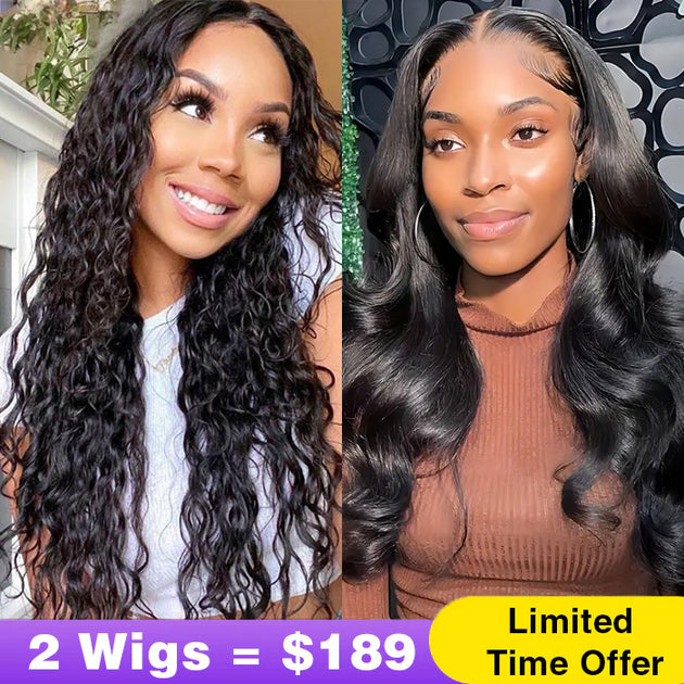 2Wigs = $189 | 8x5 Glueless Body Wave Wig + 8x5 Glueless Water Wave Wi ...