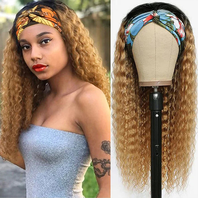 #27 Honey Blonde Headband Wigs Deep Wave Virgin Human Hair – Hermosa Hair