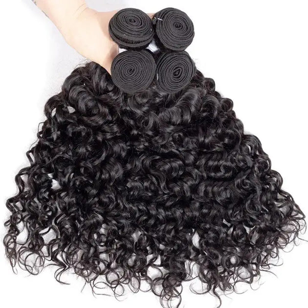 Peruvian Water Wave 4 Bundles With 13x4 Lace Frontal 10A Virgin Human ...