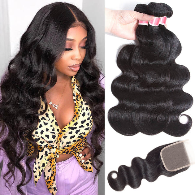 Brazilian Body Wave 3 Bundles with 4*4 Lace Closure Virgin Human Hair – Hermosa Hair