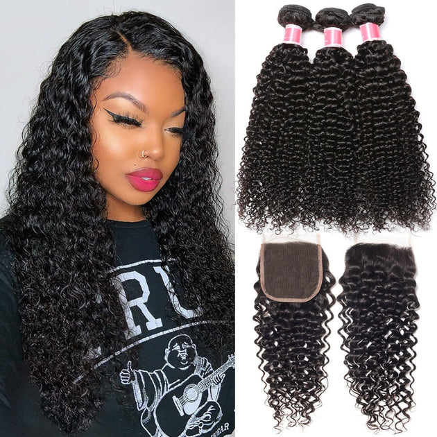 3/4 Bundles With Closure | 100% Human Hair Bundles and Closure Deals ...