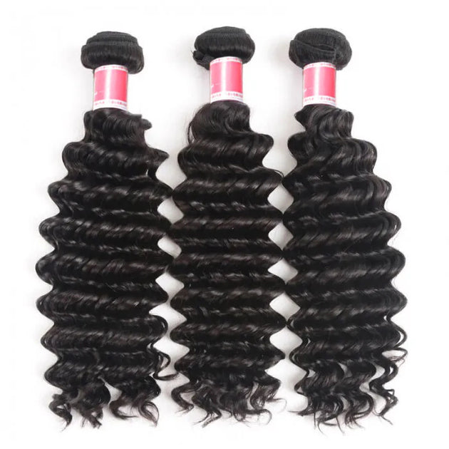 Peruvian Deep Wave 3/4 Bundle Deals Unprocessed Virgin Human Hair Exte ...