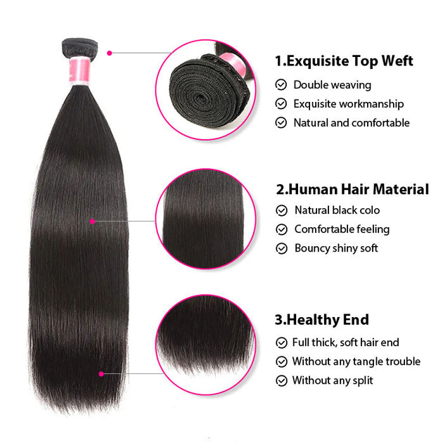 One Bundle Sale Straight Hair Weave Bundles 100% Unprocessed Virgin Hu ...