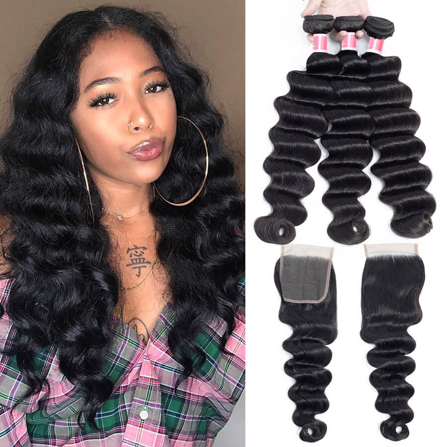 Loose Deep Wave Hair Bundles | Human Hair Weave With Closure/Frontal ...